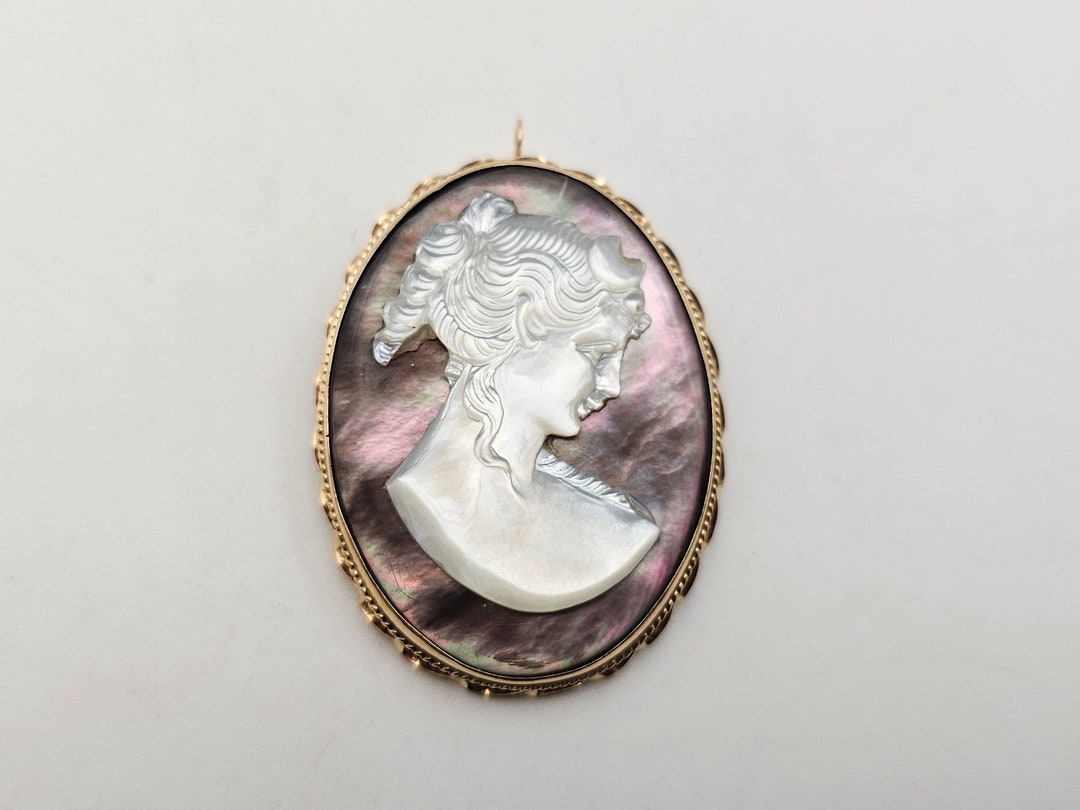 Vintage 14k Yellow Gold Abalone Shell and Mother of Pearl Cameo ...