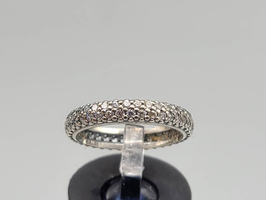 Designer Pandora Eternity Band, 925 Silver Crystal Eternity Ring, Size ...