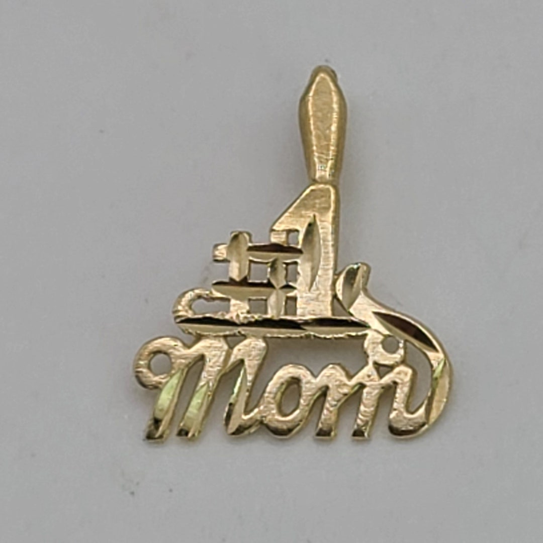 Vintage 14k Yellow Gold Number #1 Mom Charm Pendant, Mother's Day Gift ...