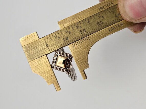 JAI Diamond Shaped Cable Ring, 925 Silver and 14kt Go… - Gem