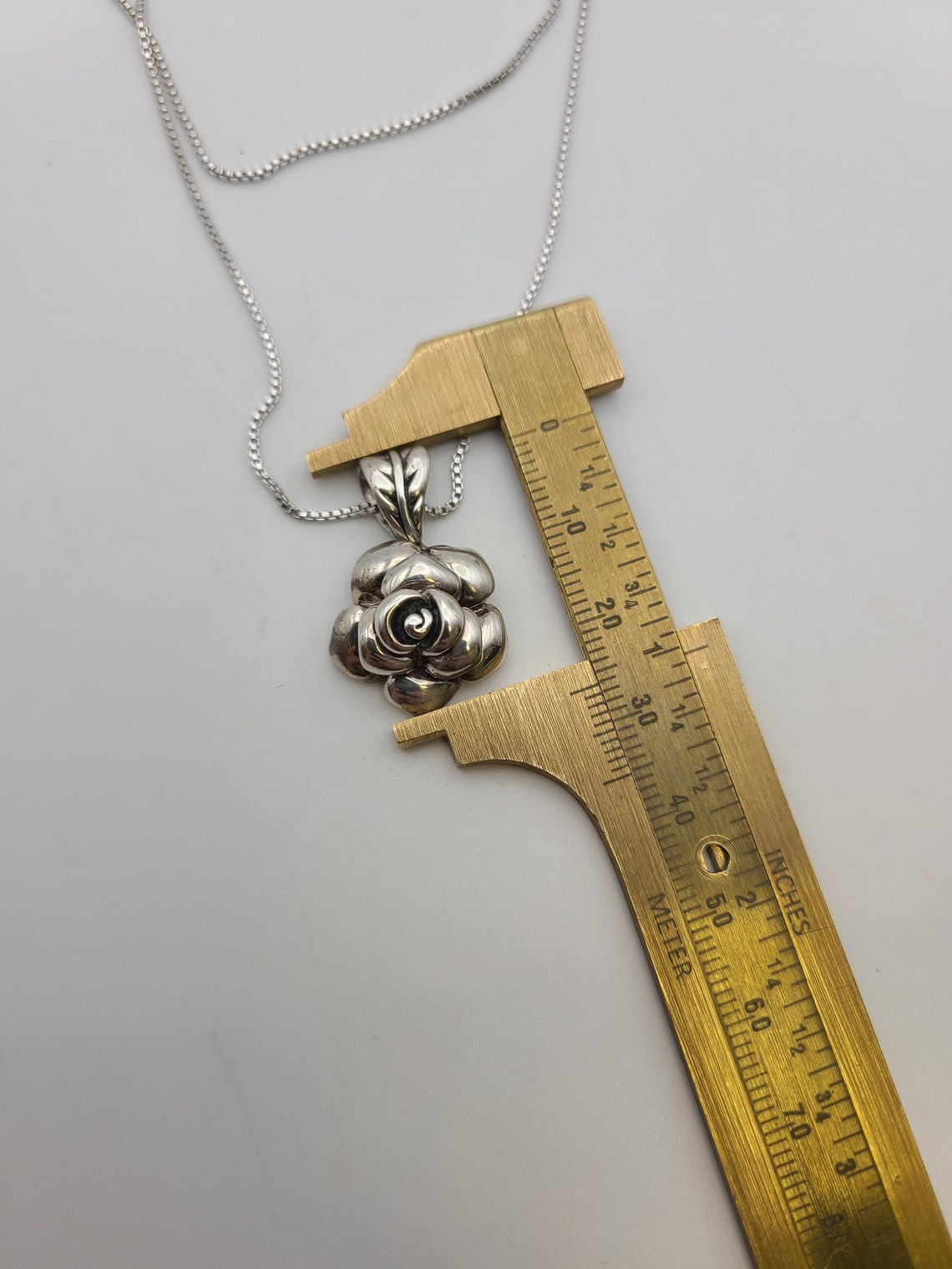 Vintage 925 Sterling Silver Sculpted Puffy Rose Flower Necklace, Birth ...