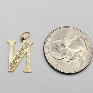 Vintage 14k Yellow Gold Initial Letter Monogram N Charm Pendant, Estate ...