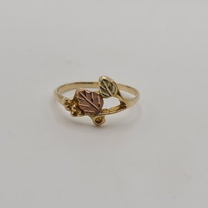 10k Yellow and Rose Gold Grapevine Ring, Vintage Grape Leaves Ring ...