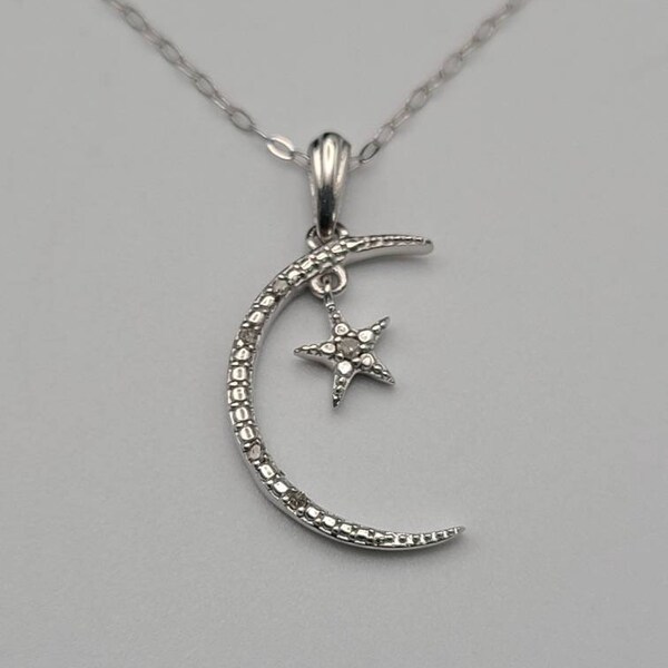 Moon and Star Necklace - Etsy