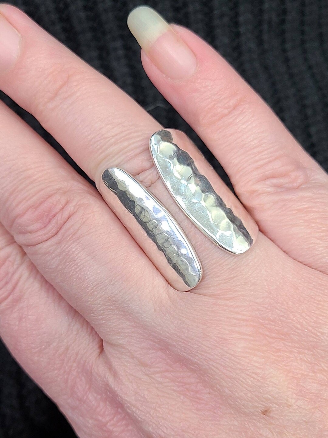 Wide Hammered Texture Torque Ring in 925 Silver, Designer Dominique ...