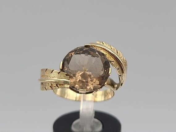 Vintage 14k Yellow Gold Smoky Topaz Cocktail Ring Estate Jewelry Size 5.75 w2555 Etsy