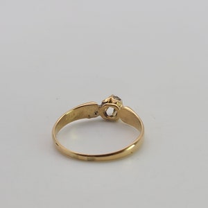 Antique .16ct. Round Old Mine Cut Diamond Engagement Ring, 17.3k Gold ...