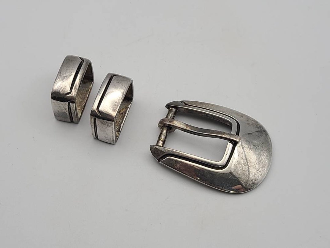 Chacon Sterling Silver Belt Buckle, Vintage Belt Buckle Set, Handmade ...