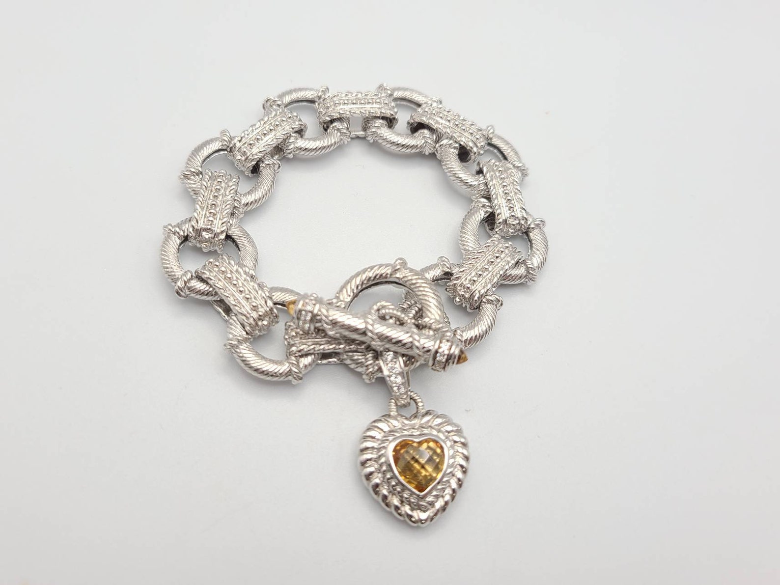 Judith Ripka Citrine Heart Charm Diamonique Simulated Diamonds - Etsy