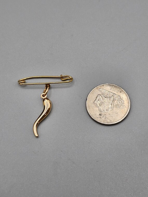 Italian Horn Pin in 18k Gold, Good Luck Jewelry, Prot… - Gem