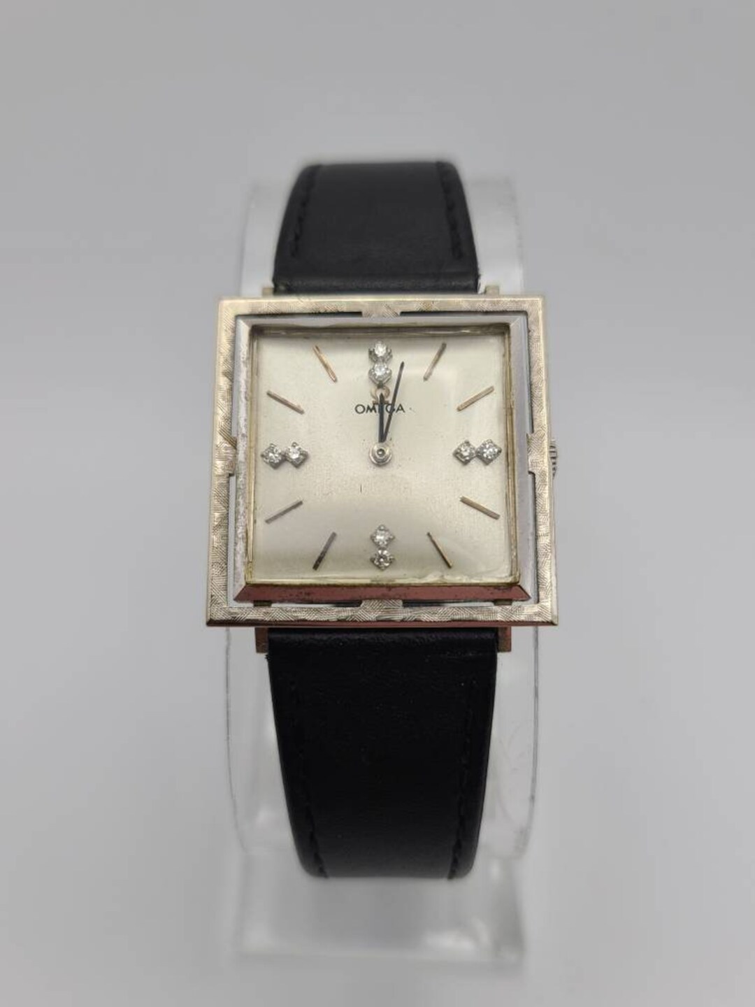 Omega Diamond Watch, 14k White Gold Diamond Omega Mechanical Watch ...
