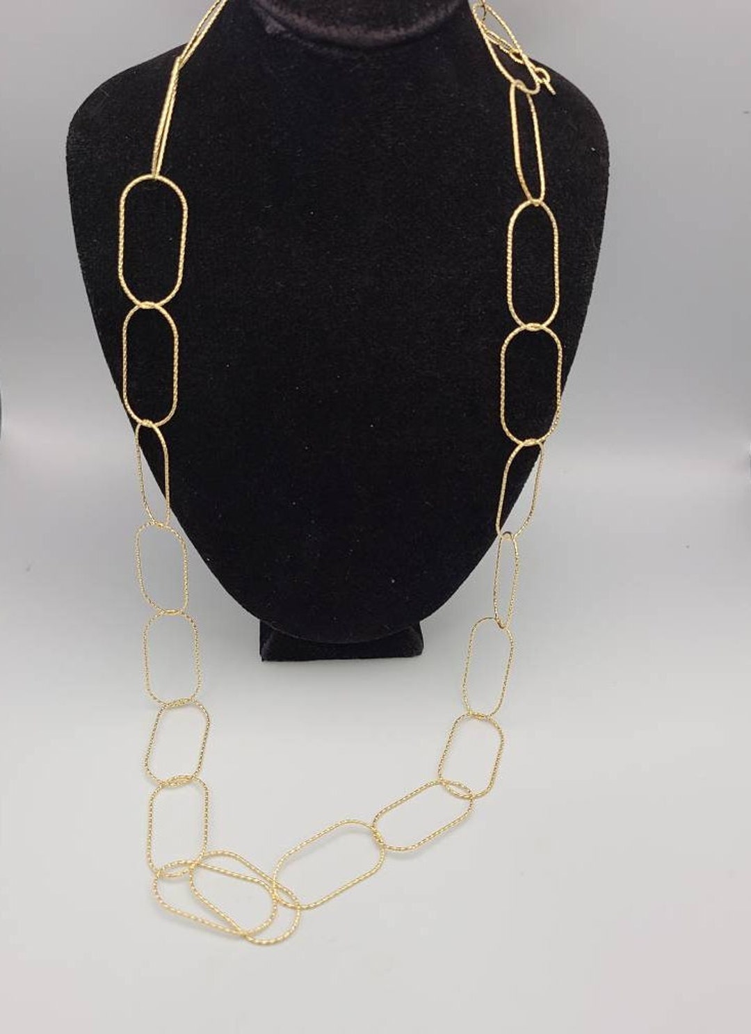 Large Oval Link Necklace, 925 Silver, Gold Vermeil, Oblong Oval Link ...