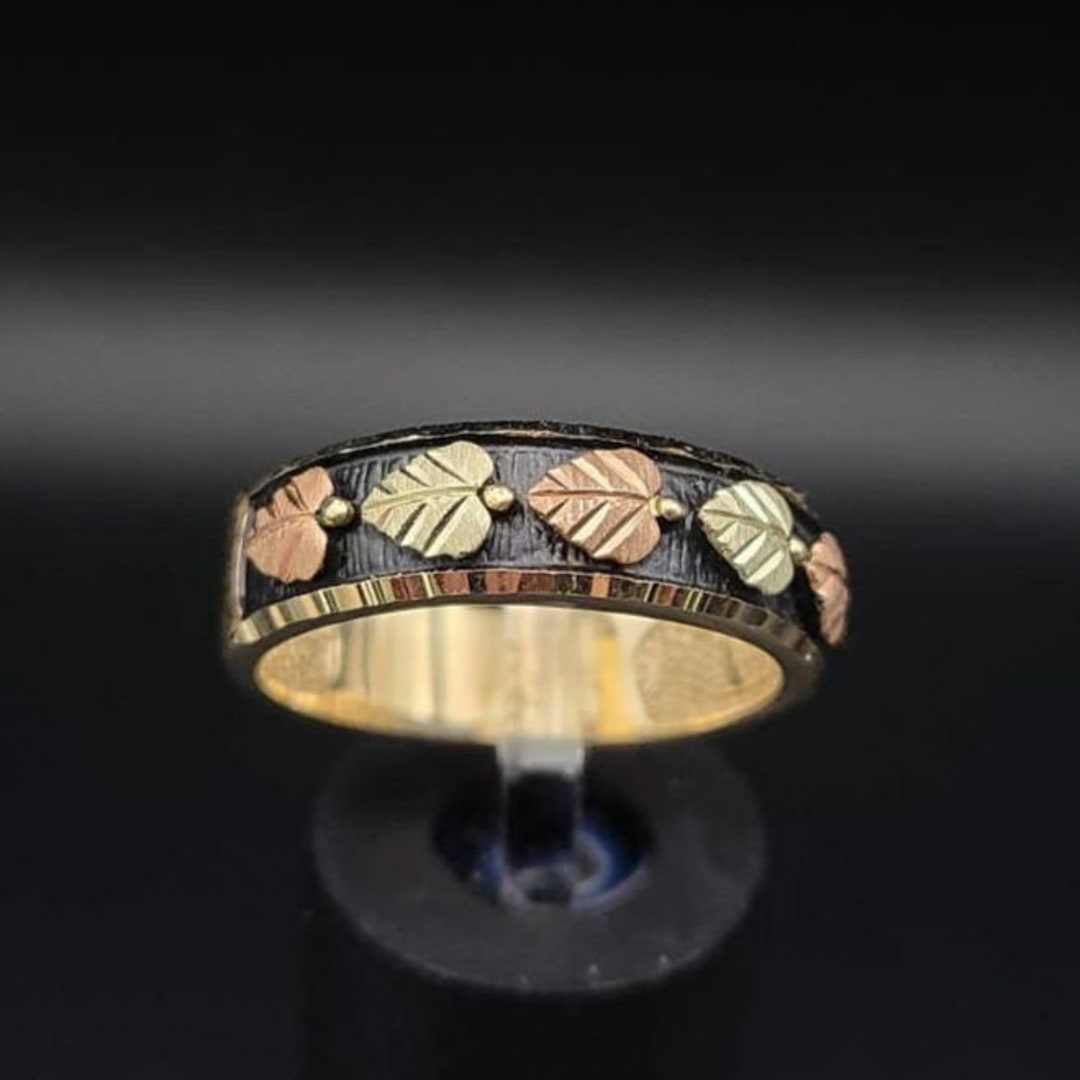 Grapevine Leaf Ring in 10kt Yellow and Rose Gold, Grape Leaf Band ...