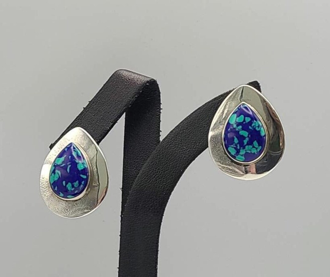 Sterling Silver Azurite Earrings, Native Americans Jewelry ...