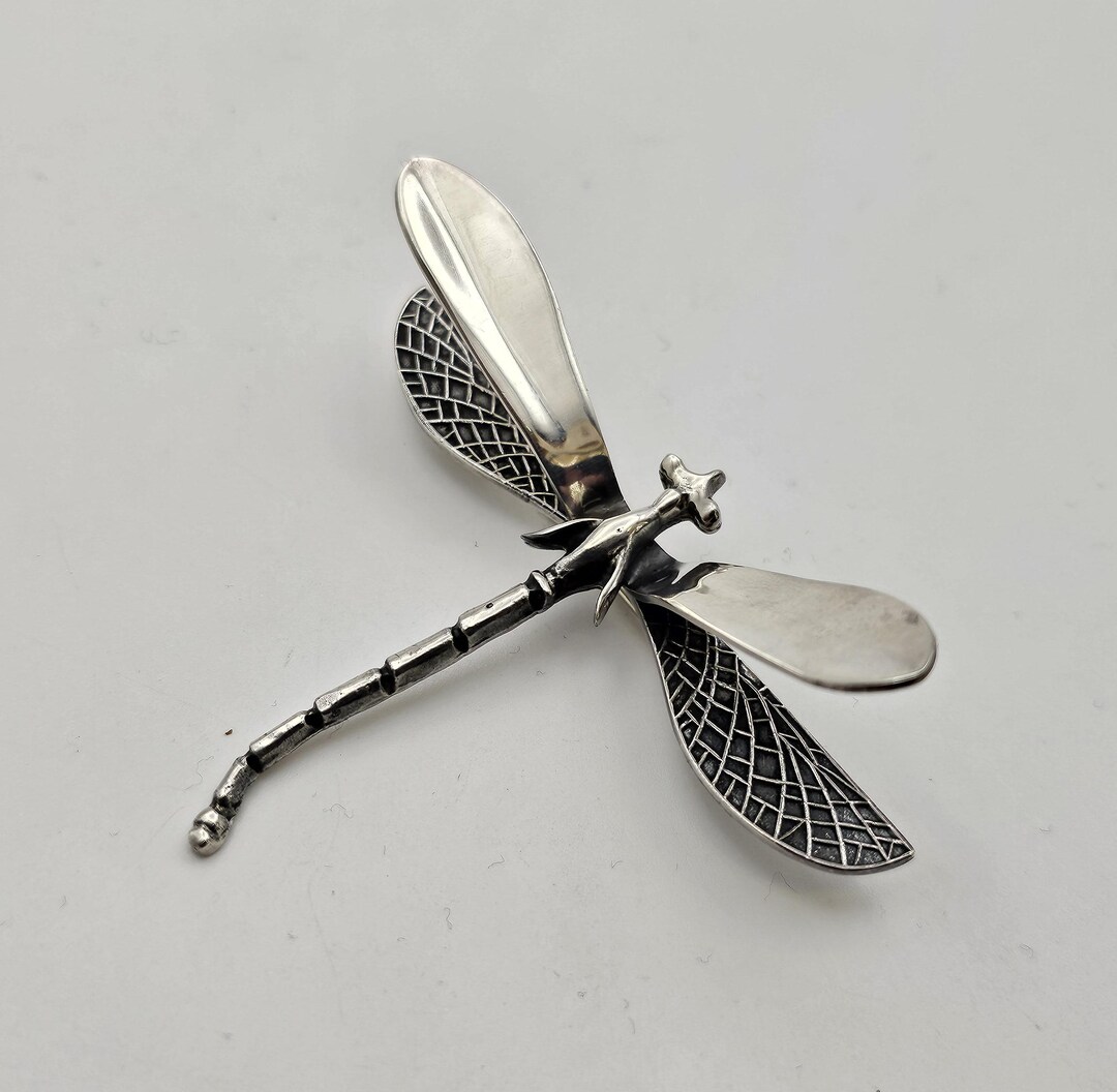 Vintage Mexican Artisan CII 925 Silver Dragonfly Pin Large Handmade ...