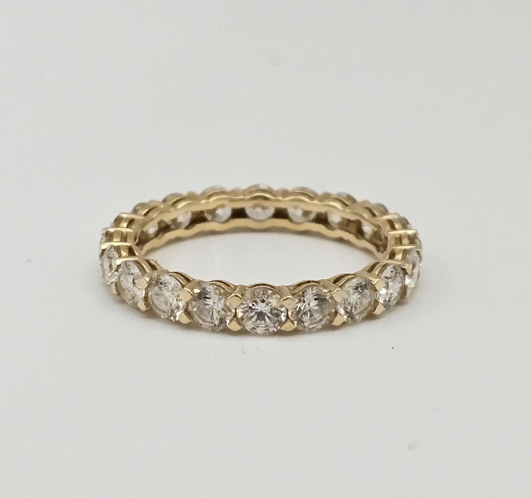 Vintage 14k Yellow Gold Cubic Zirconia Eternity Ring, Designer ...