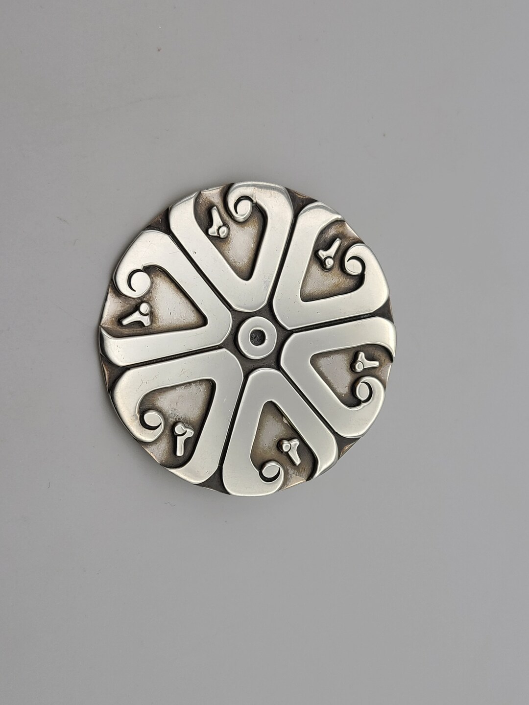 Handmade Aztec Pin in Sterling Silver, Geometric Pin, Vintage Estate ...