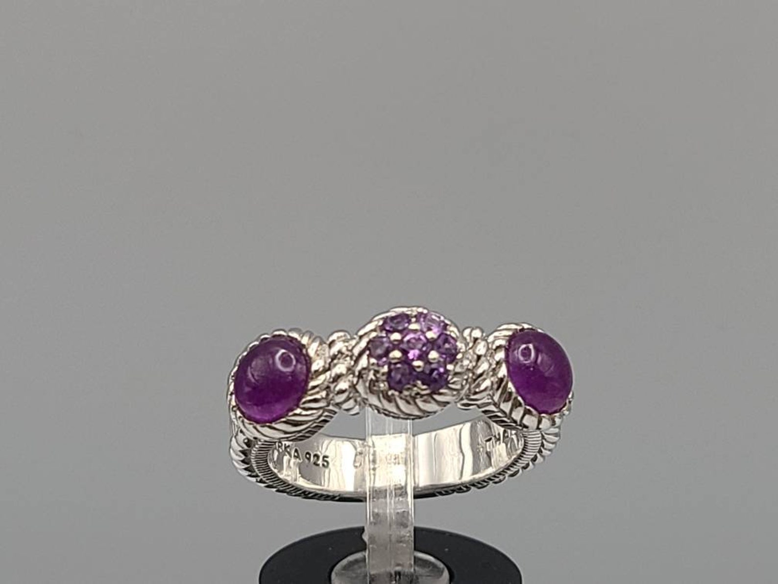 Judith Ripka Amethyst Ring 925 Silver Rope Texture Amethyst - Etsy