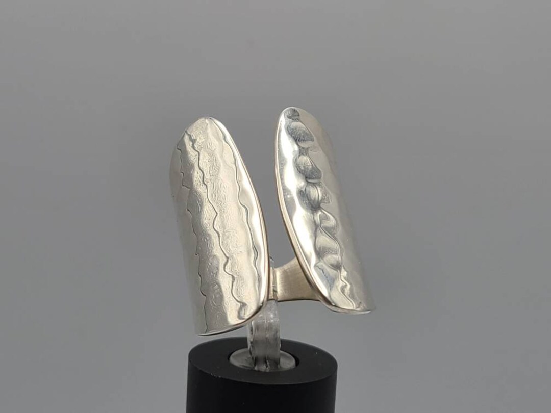 Hammered Texture Torque Ring, 925 Silver, Wide Torque Ring, Designer ...