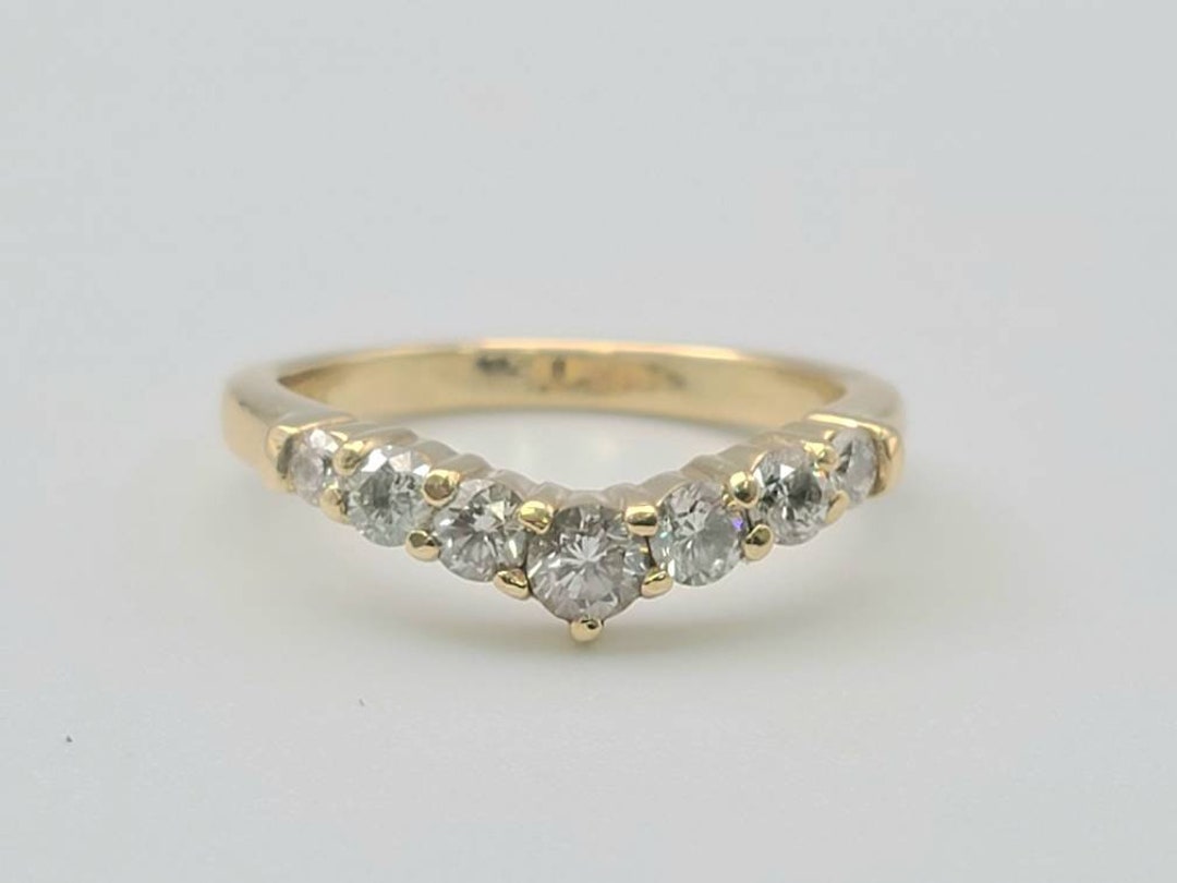 Chevron Diamond Band 14k Yellow Gold .56ct. T.w. Color J - Etsy