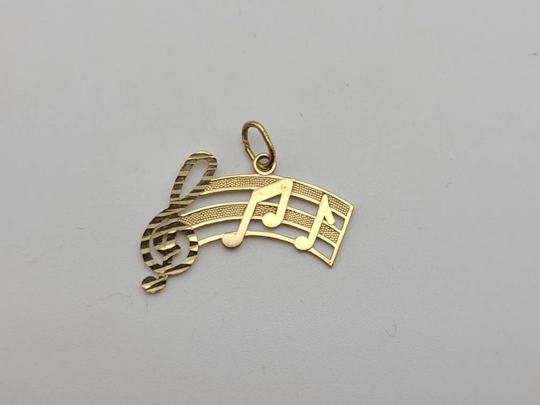 Musical Notes Charm, 10k Yellow Gold, Music Pendant, Vintage Estate ...