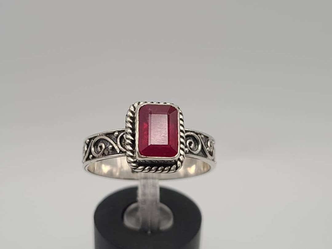 2.80ct. T.w. Fractured Filled Ruby Ring, 925 Silver Ruby Ring, Genuine ...