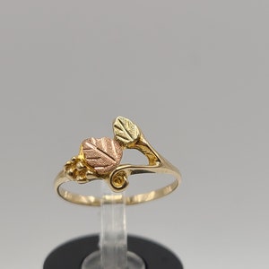 10k Yellow and Rose Gold Grapevine Ring, Vintage Grape Leaves Ring ...