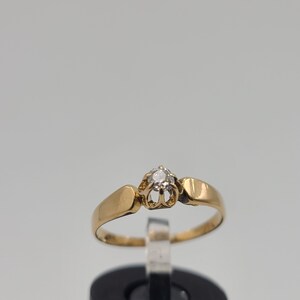 Antique .16ct. Round Old Mine Cut Diamond Engagement Ring, 17.3k Gold ...