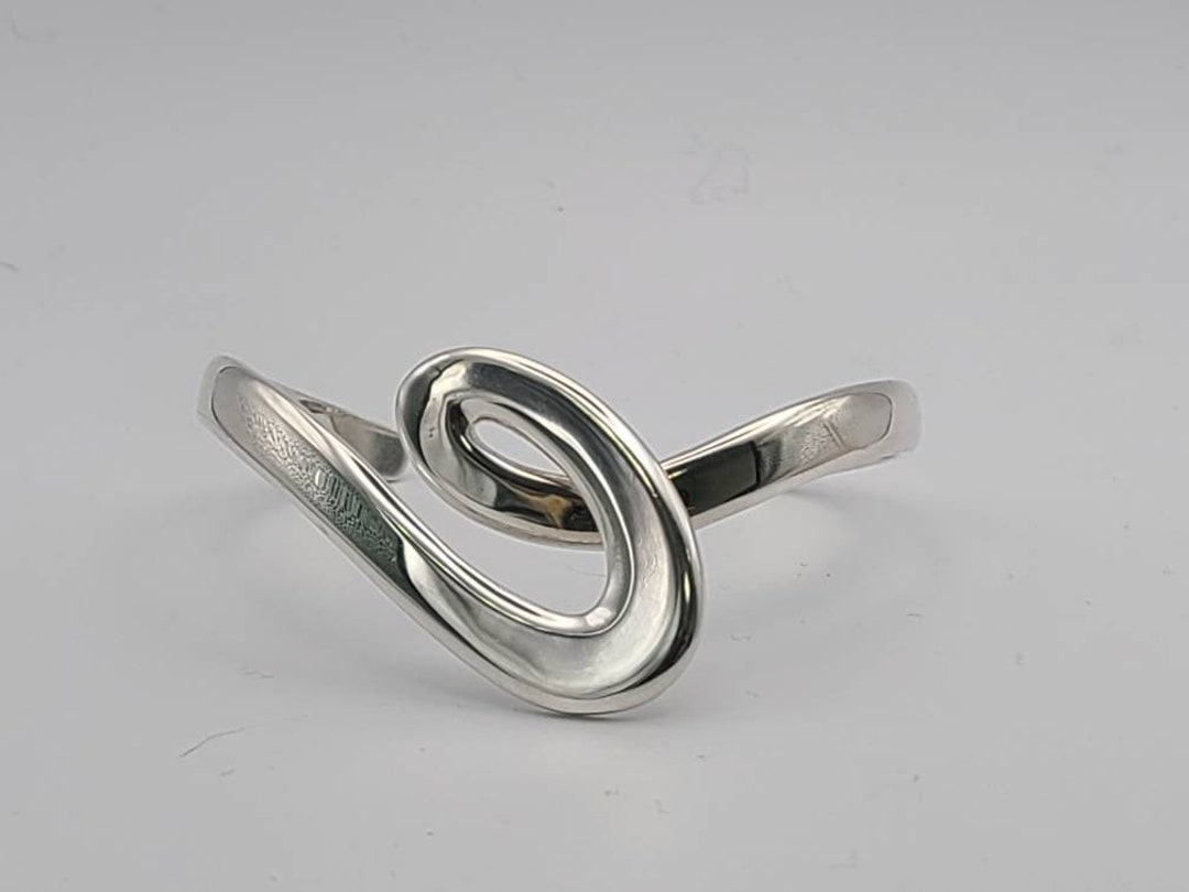 Modernist Cuff Bracelet, Solid 925 Silver Cuff Bracelet, Silver Swirl ...