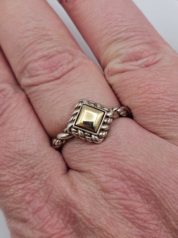 JAI Diamond Shaped Cable Ring, 925 Silver and 14kt Go… - Gem