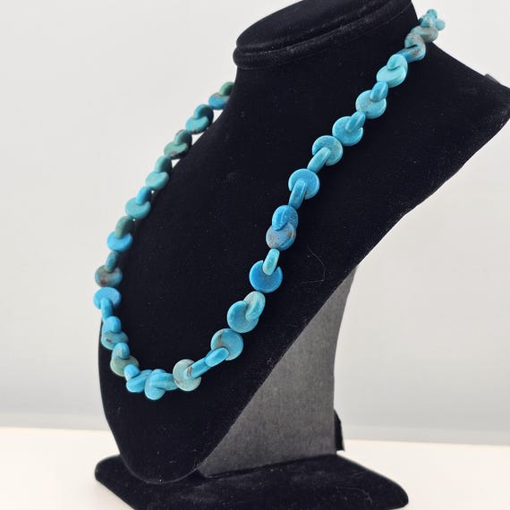 Vintage Fancy Crescent Cut Turquoise Bead Necklace 92… - Gem