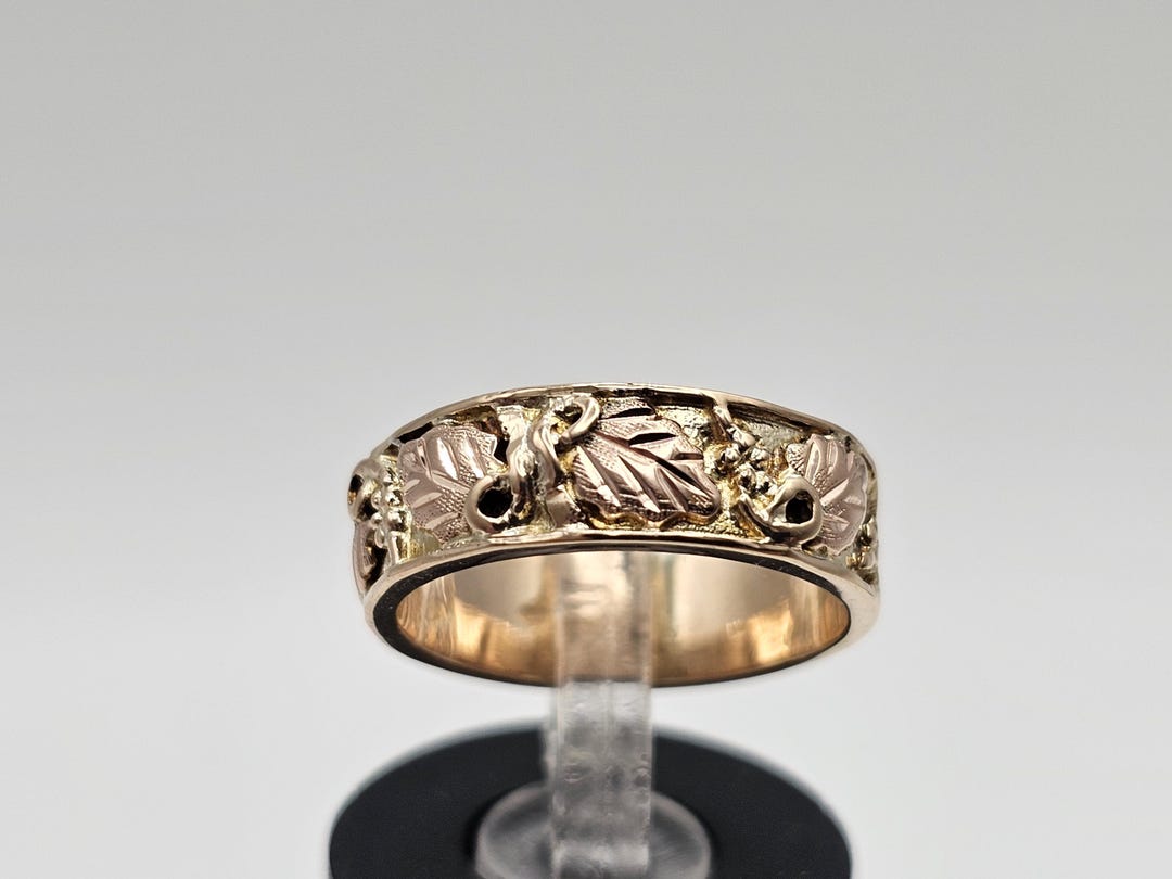 Grape Vine Ring in 10k Yellow and Rose Gold, Black Hills Gold, Size 4. ...