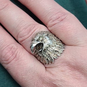 Sculpted Eagle Head Ring in 925 Silver, Native Americans Jewelry, Eagle Totem Ring, Size 10 ...