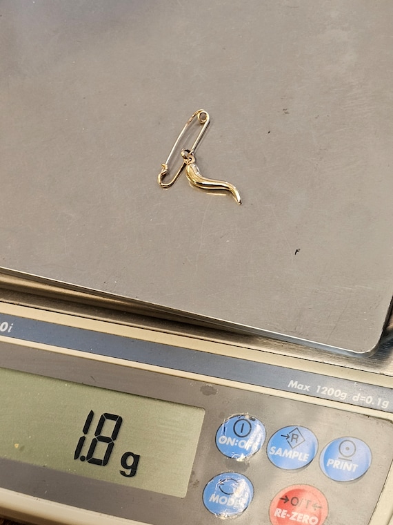 Italian Horn Pin in 18k Gold, Good Luck Jewelry, Prot… - Gem
