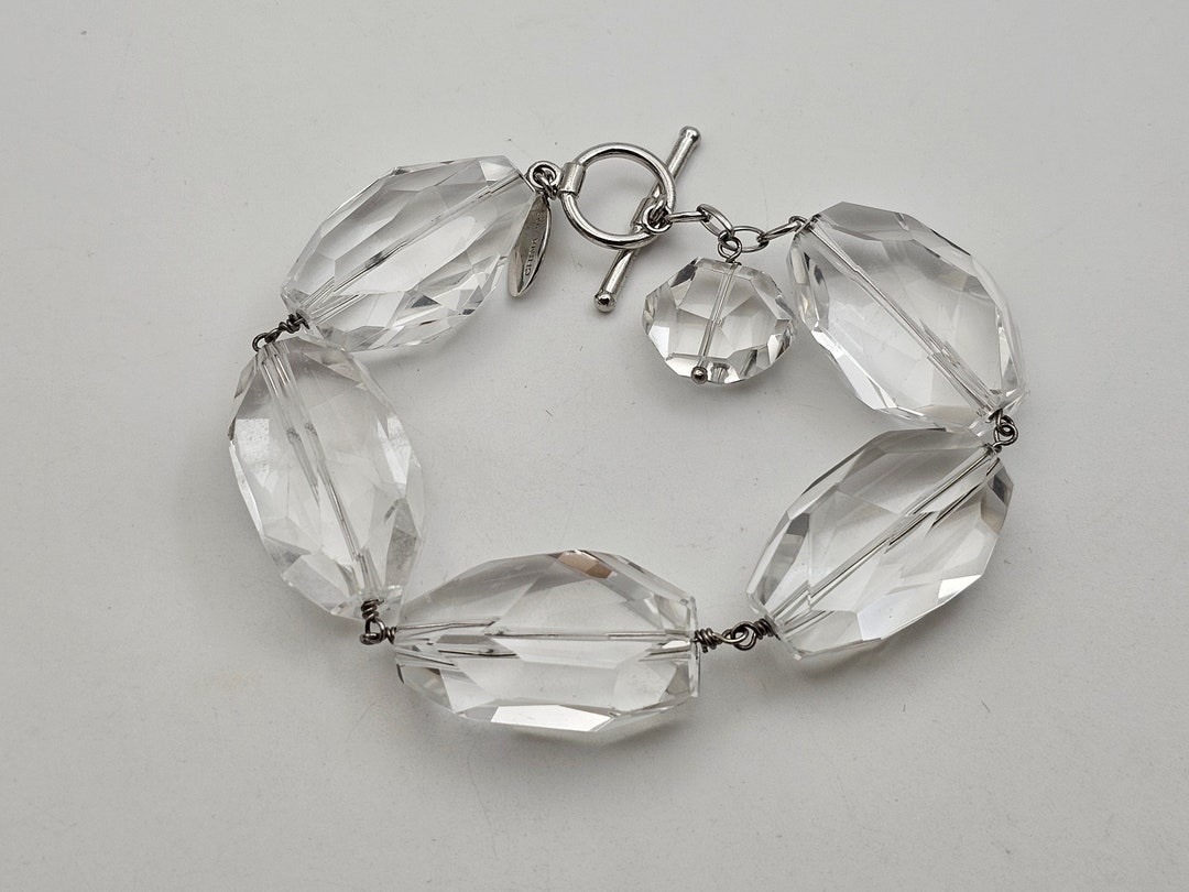 Rock Crystal Quartz Bead Bracelet in 925 Silver, Designer Deb Guyot ...