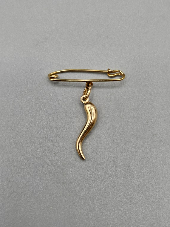 Italian Horn Pin in 18k Gold, Good Luck Jewelry, Prot… - Gem