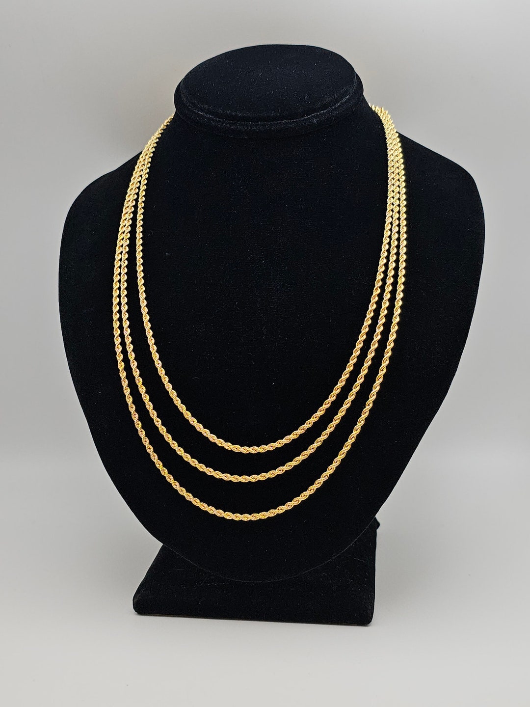 Multi-strand Rope Chain Necklace in 14kt Yellow Gold, Graduated Layered ...
