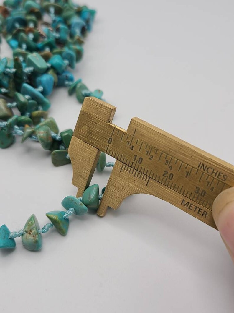 Turquoise Beaded Necklace - 925 Sterling Silver - 94-inch - Hand ...