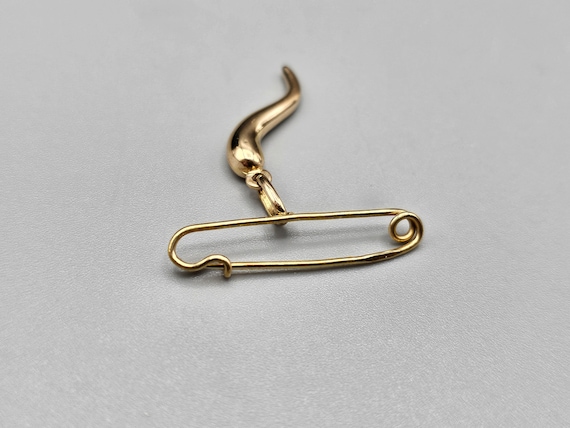 Italian Horn Pin in 18k Gold, Good Luck Jewelry, Prot… - Gem