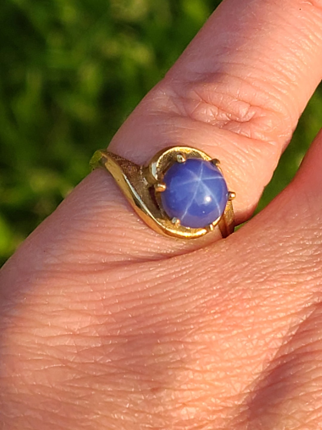 Vintage 14k Yellow Gold Synthetic Lindy Star Sapphire Ring, Size 7 - Estate Jewelry - Etsy
