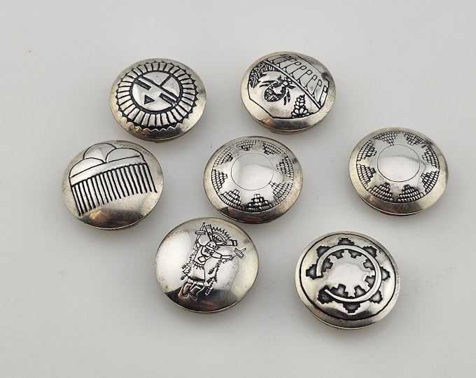 Vintage Native American Button Covers 925 Sterling Silver Hand Stamped ...