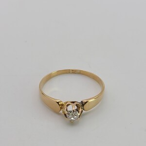 Antique .16ct. Round Old Mine Cut Diamond Engagement Ring, 17.3k Gold ...