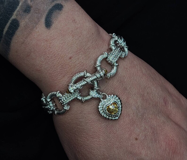 Judith Ripka Citrine Heart Charm Diamonique Simulated Diamonds - Etsy