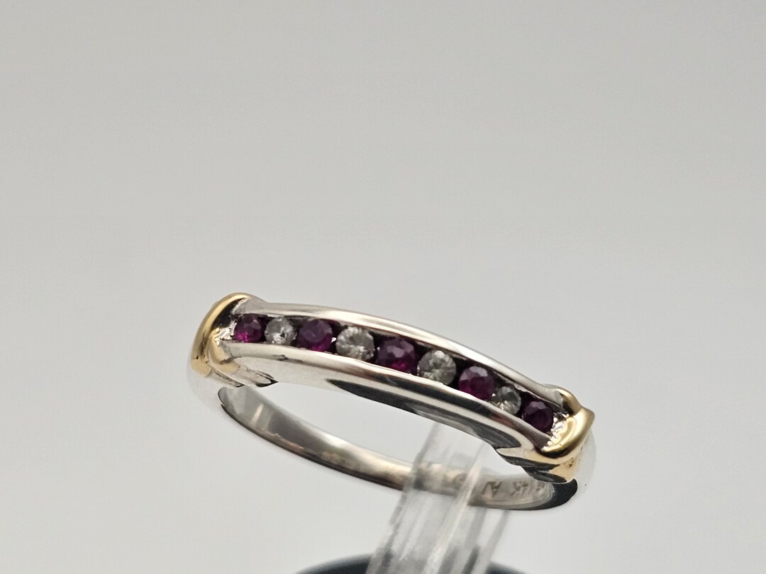 Fractured Filled Ruby and Diamond Ring in 925 Silver and 14k, 0.15 CTW ...