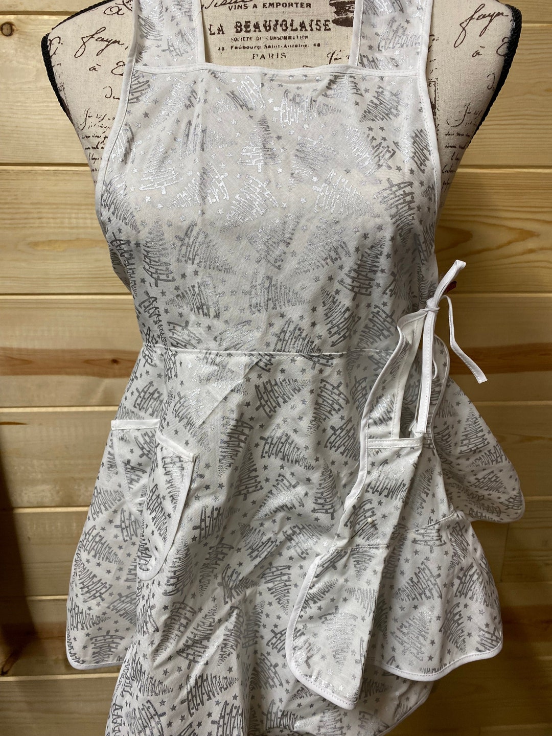 Christmas Tree Apron Silver /white Holiday Aprons - Etsy