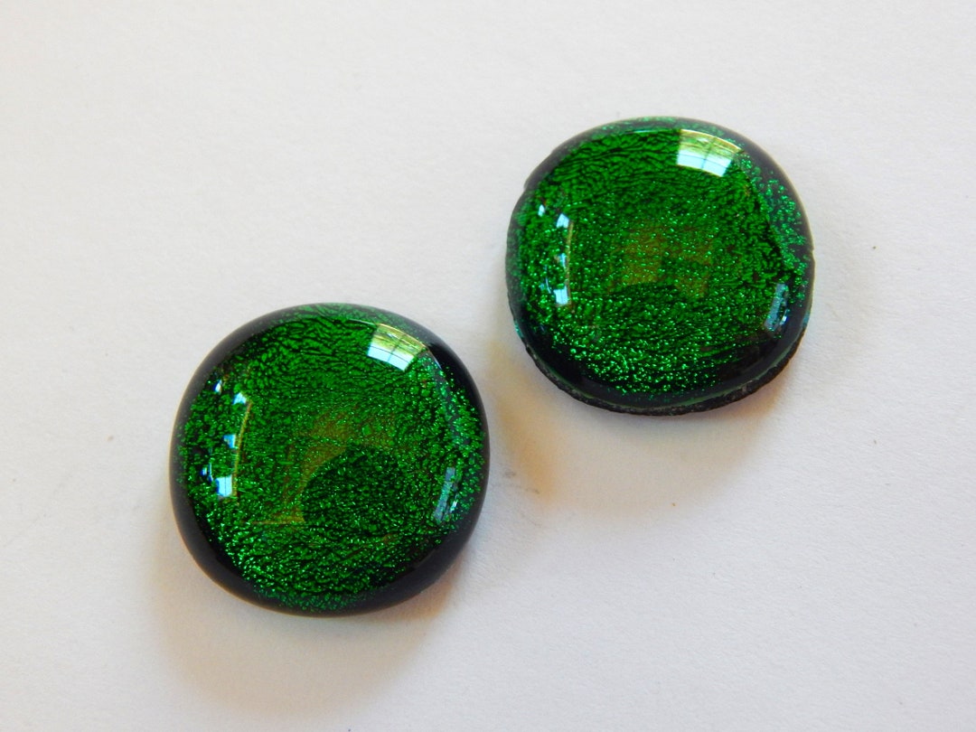 17mm Luscious Green Fused Glass Cabochons/ Grooved / Wire Wrapping Cabs ...