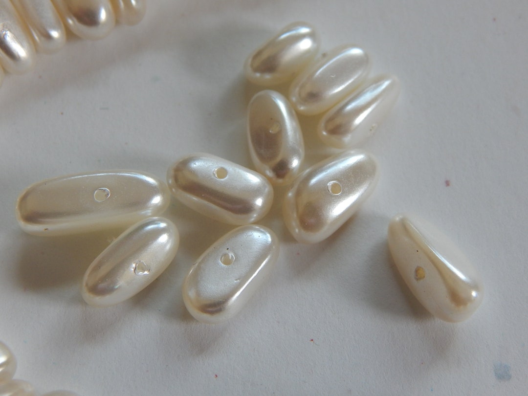 Mother of Pearl Rice Beads/ 98 Beads/ 17 Inch Strand/ Assorted Sizes ...