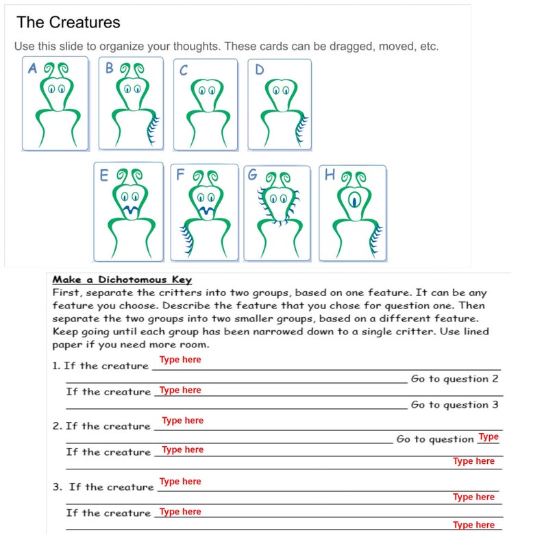 Alien Explorer- Dichotomous Keys and Food Webs - Etsy