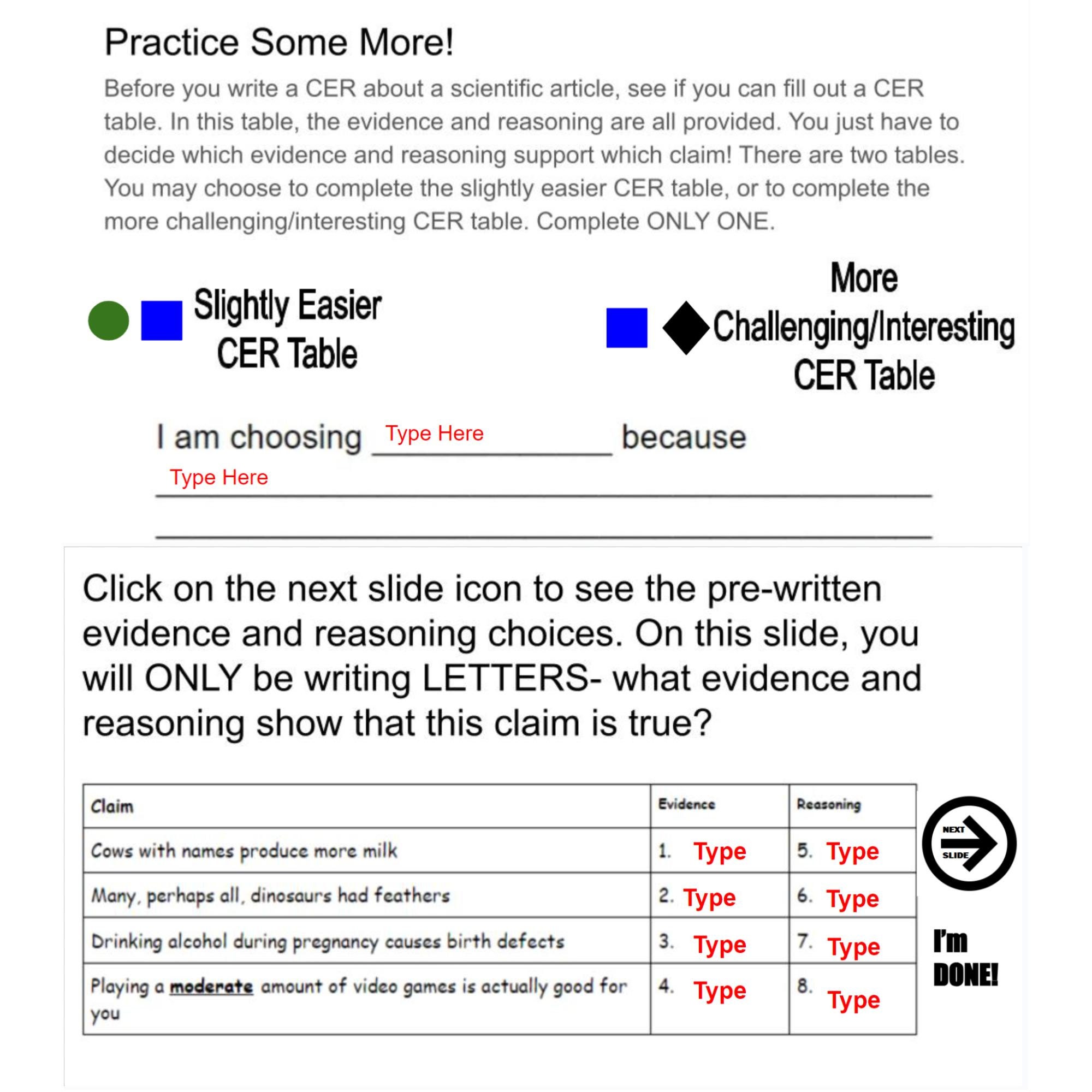 How to Complete a Claim-Evidence-Reasoning Diagram (CER) — The Lesson ...