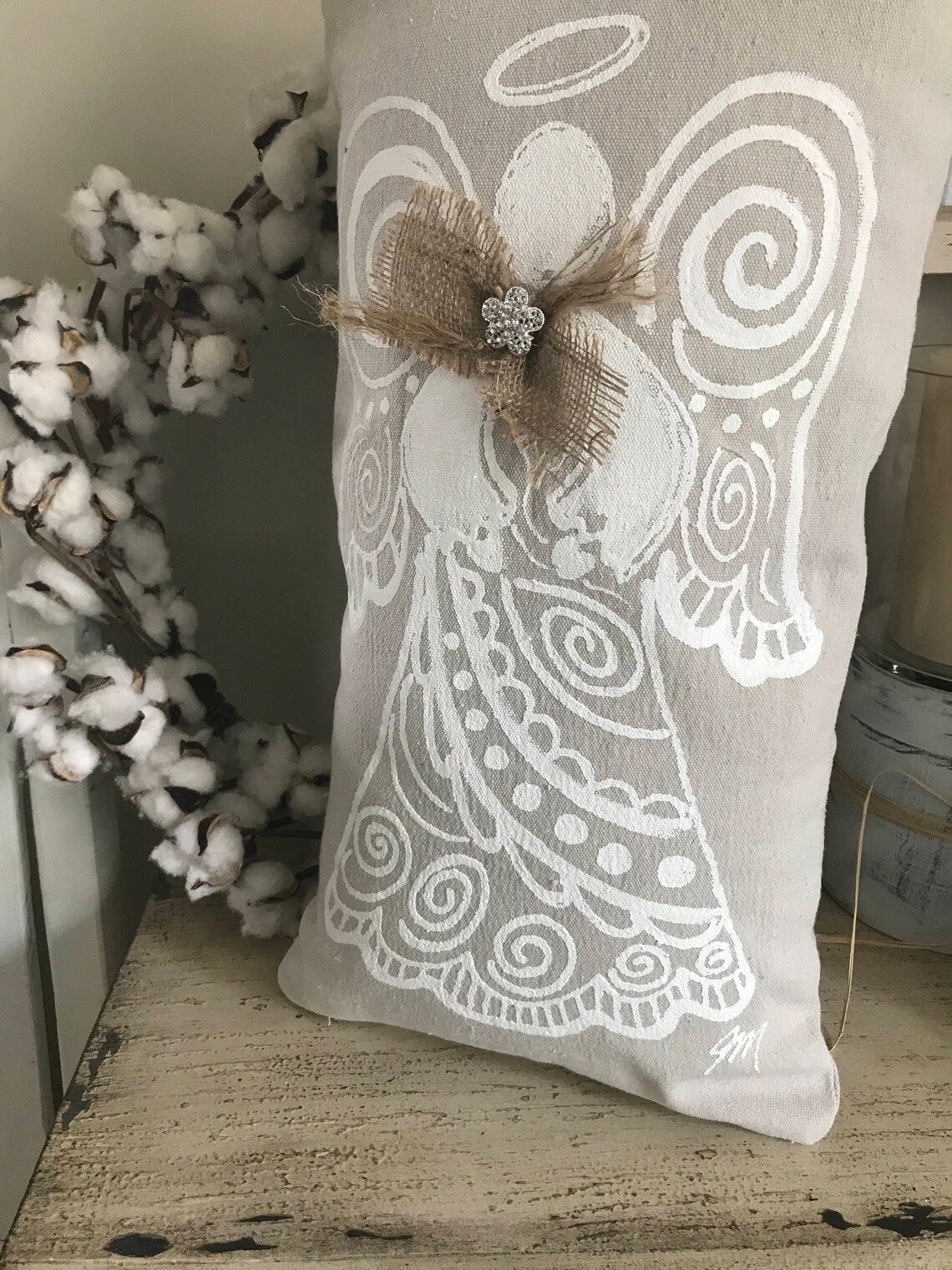 Angel Pillow, Hand-painted, Handmade, Pillow Cover - Etsy
